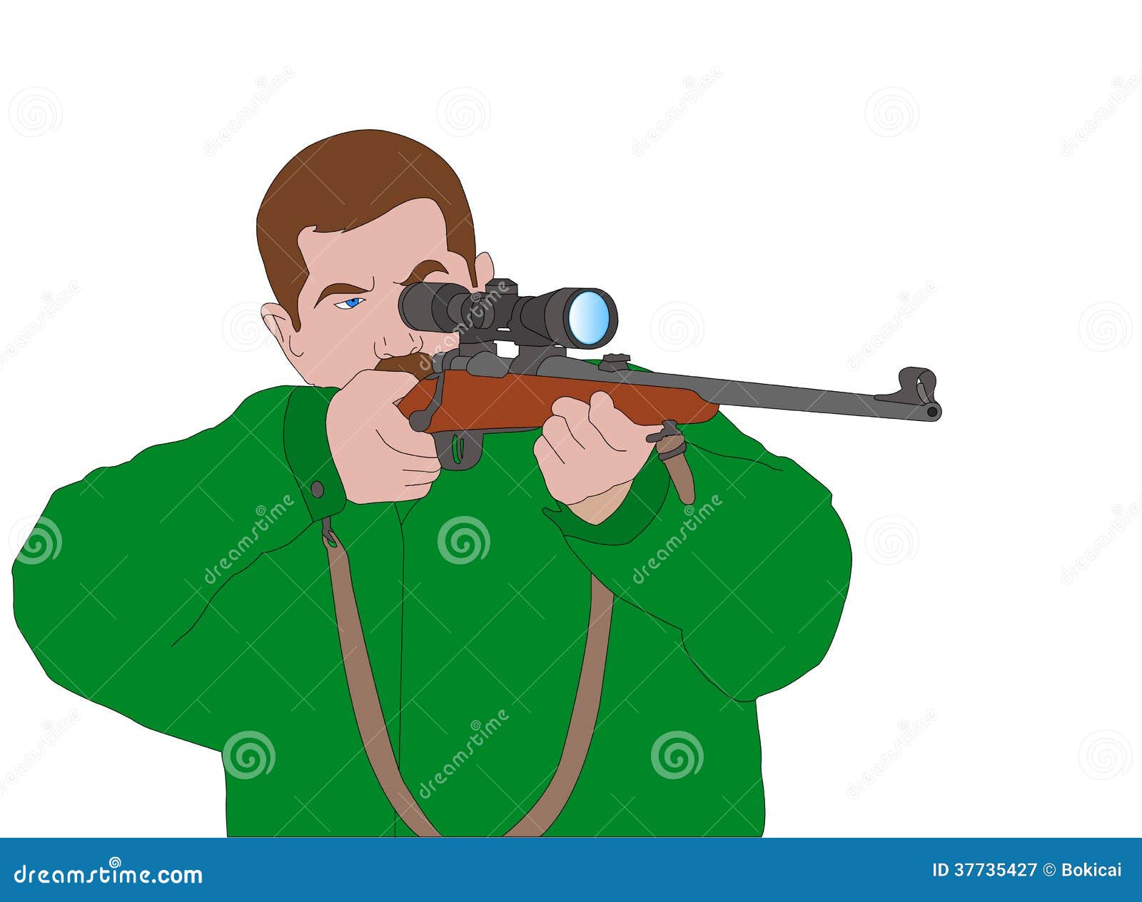 Hunter Aiming with Sniper Rifle Stock Vector - Illustration of danger ...