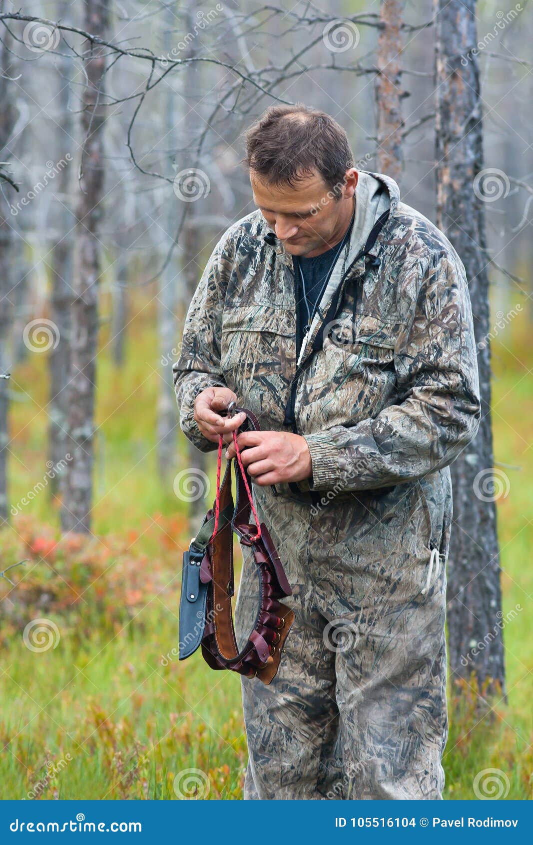 Hunter with bandolier stock photo. Image of sheath, recreational ...