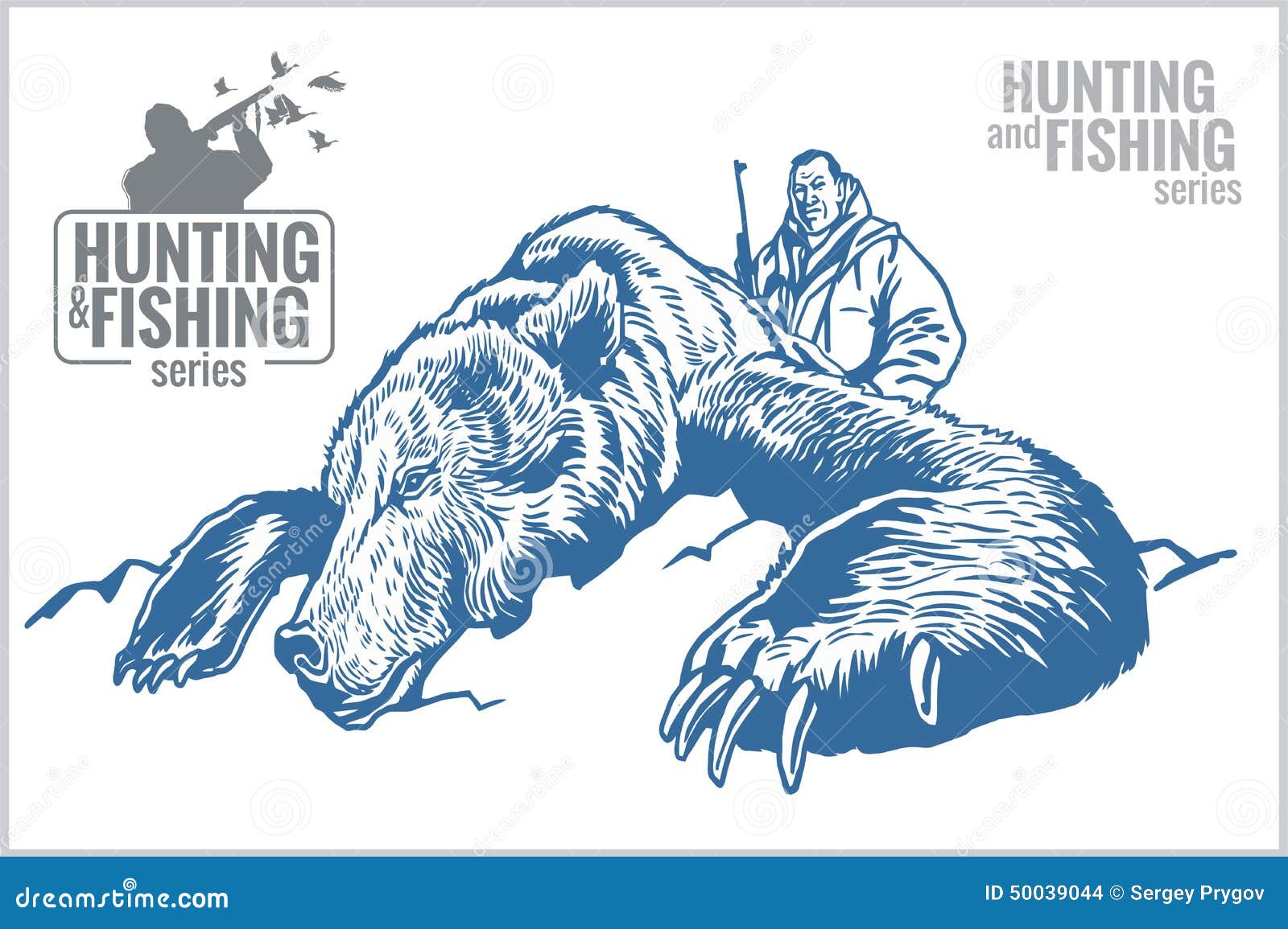 Hunter and Bear - Vintage Illustration Stock Vector - Illustration of ...