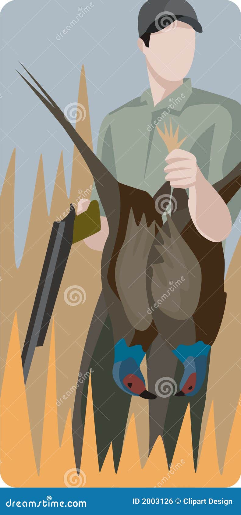 Hunter with Bird Catch stock vector. Illustration of male - 2003126