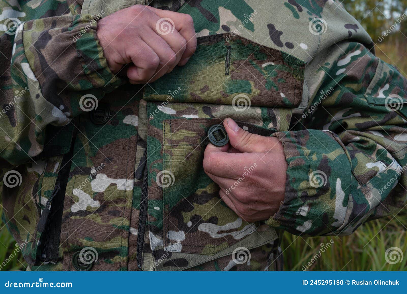 Hunter uniform closeup. stock photo. Image of fighter - 245295180