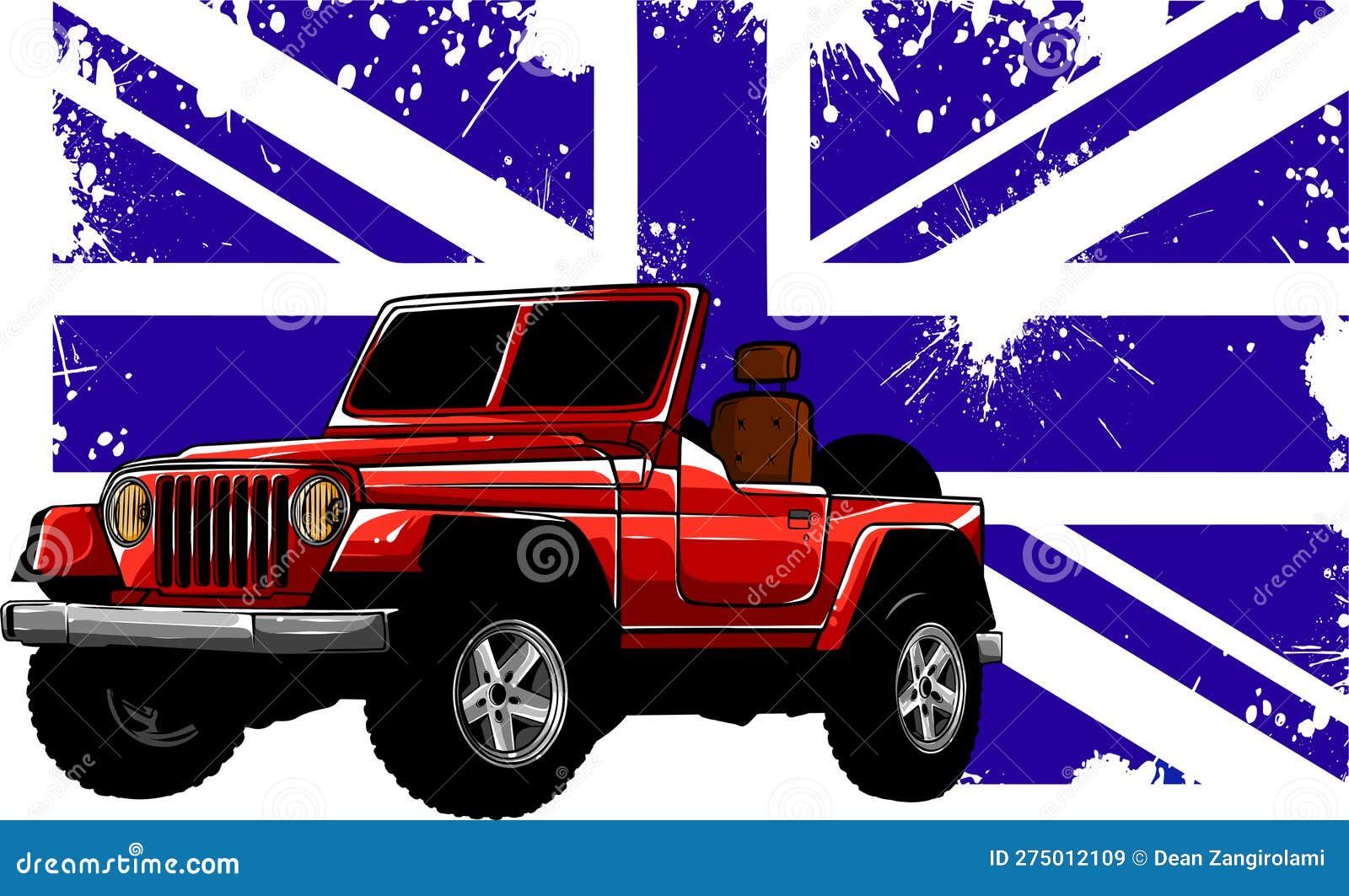 Hunter Car Jeep Vector Illustration On White Background. Digita Hand ...