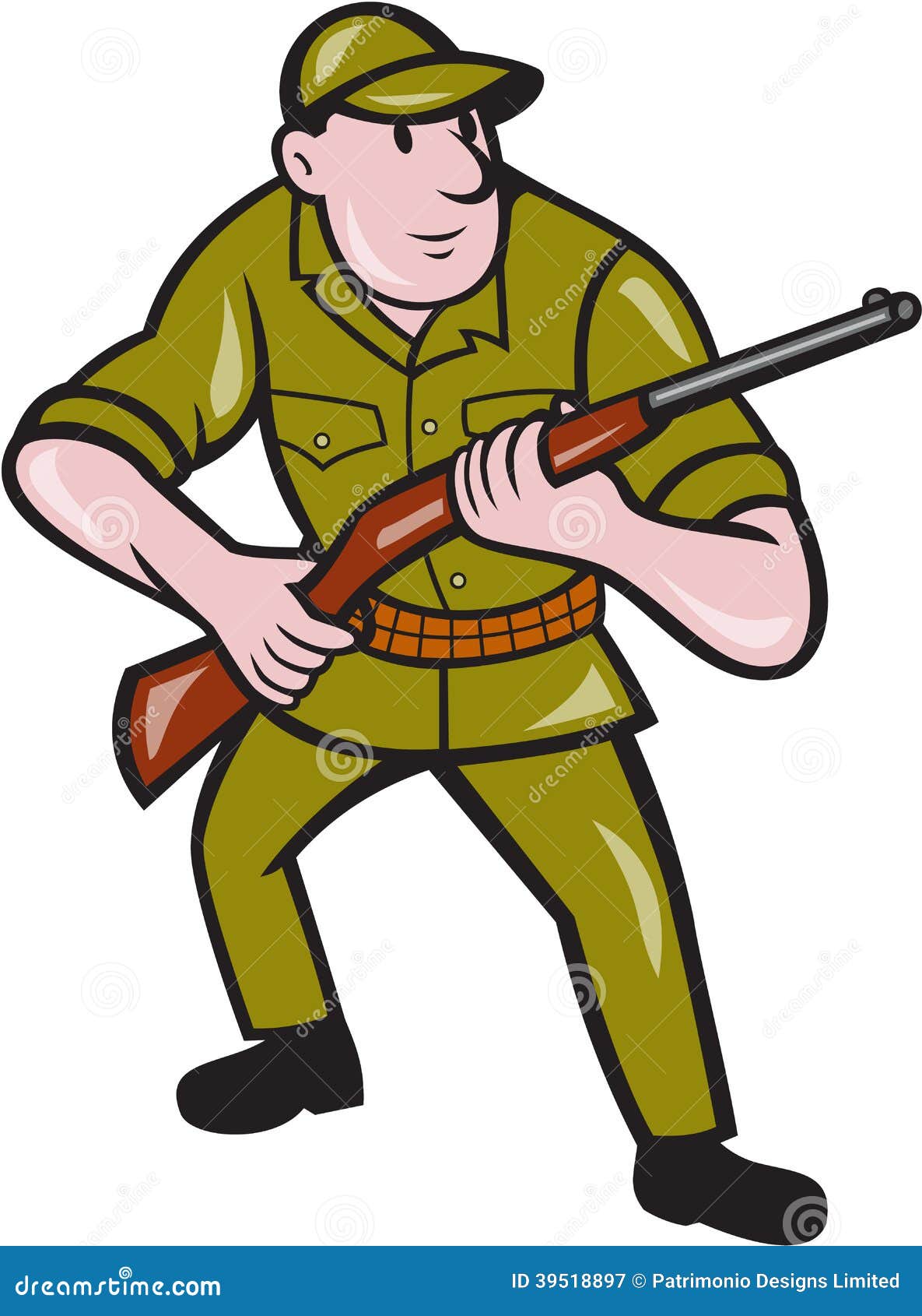 Hunter Carrying Rifle Cartoon Illustration de Vecteur - Illustration of ...
