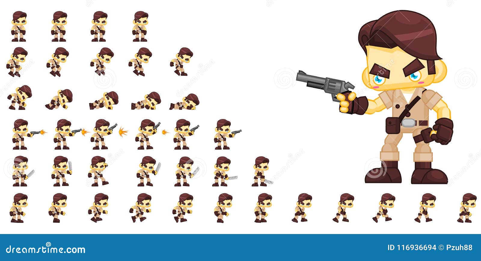 Hunter Character Sprites Animé Illustration de Vecteur - Illustration ...