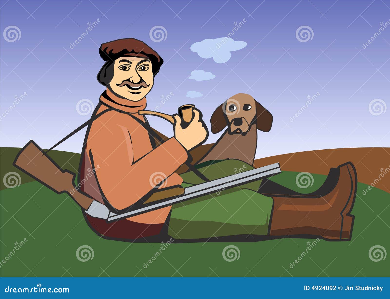 Hunter With A Dog Vector Illustration | CartoonDealer.com #4924092