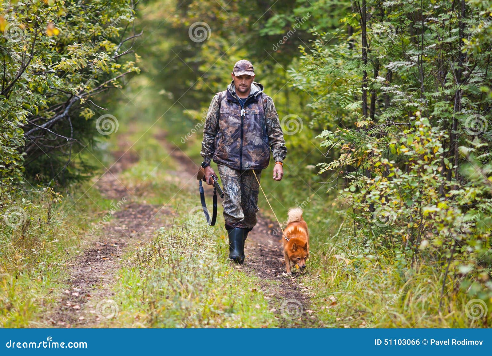 Hunter with Dog Waiting for Prey Stock Photo - Image of human, hobby ...
