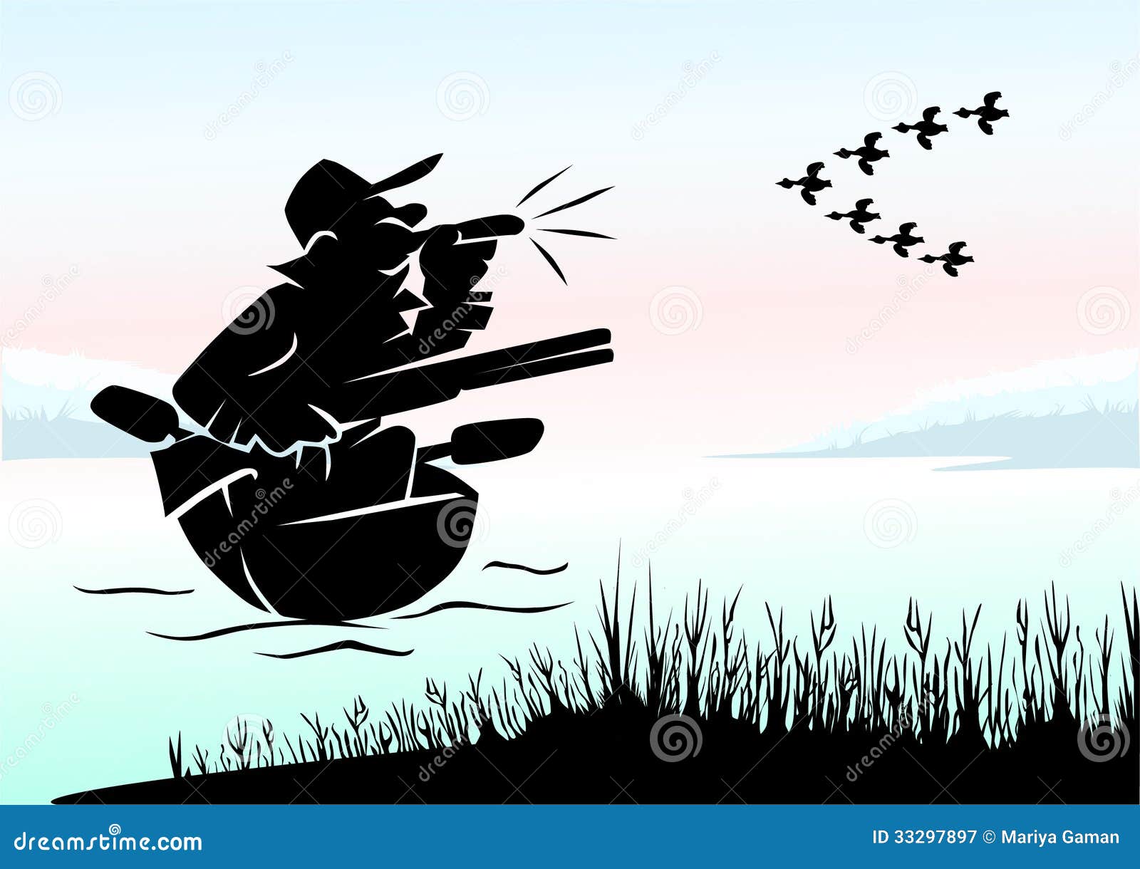 Hunter on ducks stock vector. Illustration of bush, attract - 33297897