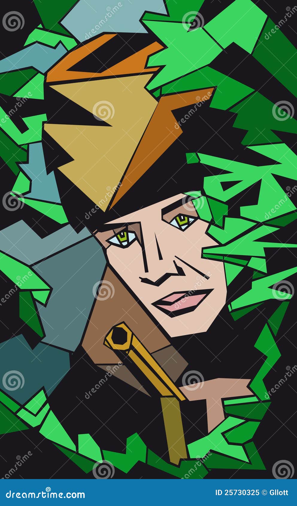 Hunter in the forest stock vector. Illustration of nature - 25730325