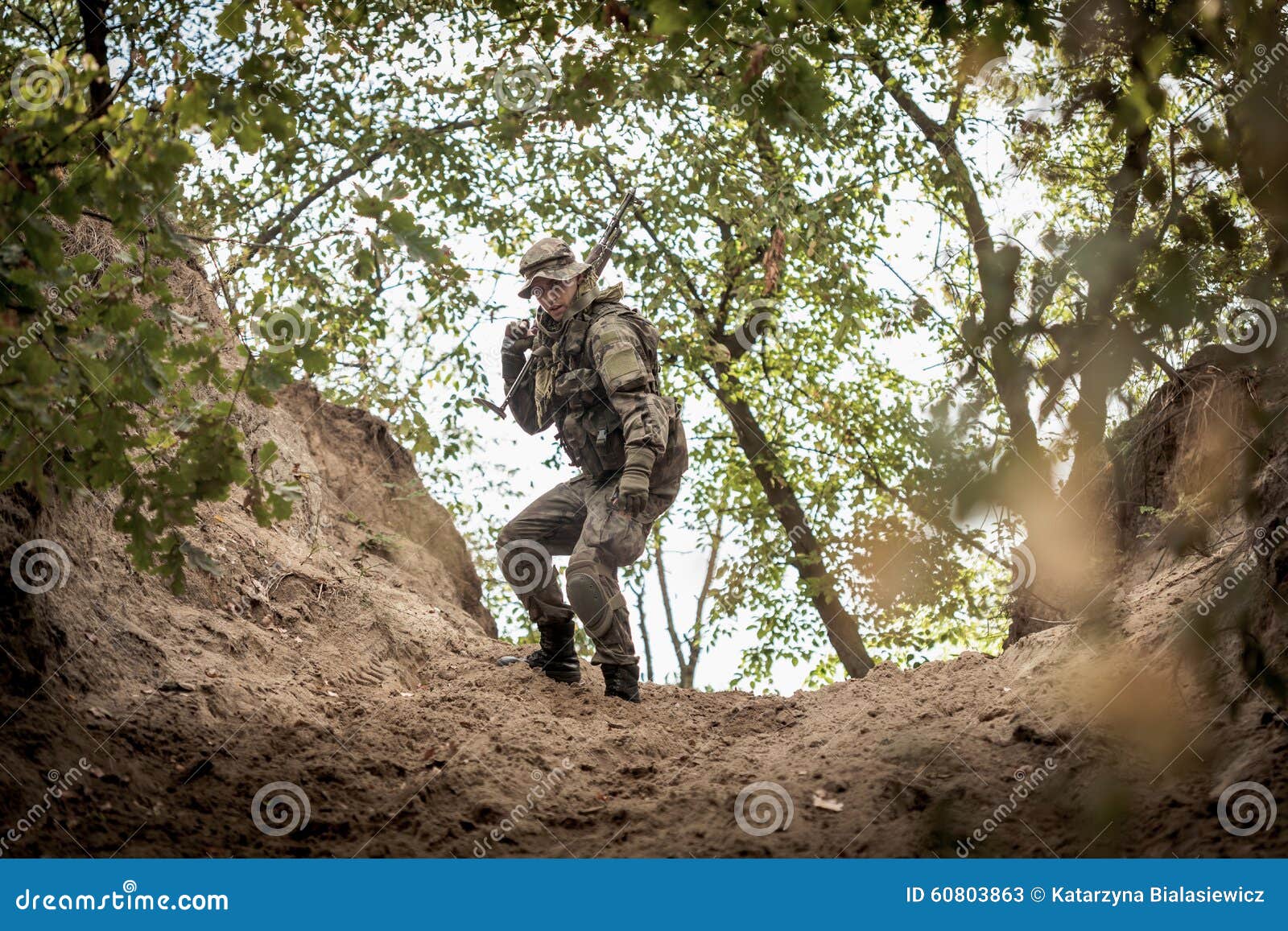 Hunter in the forest stock image. Image of rifle, hobby - 60803863