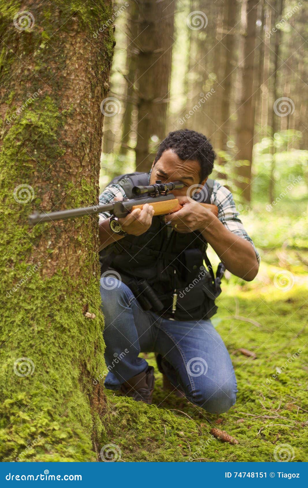 Hunter in the forest stock image. Image of african, chaser - 74748151