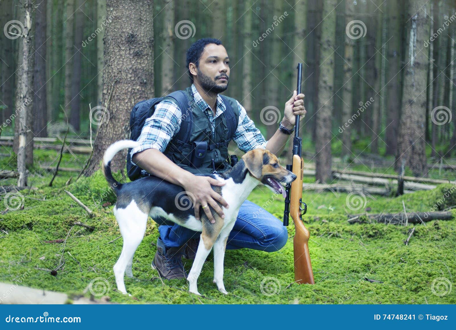 Hunter in the forest stock image. Image of hobby, hunt - 74748241