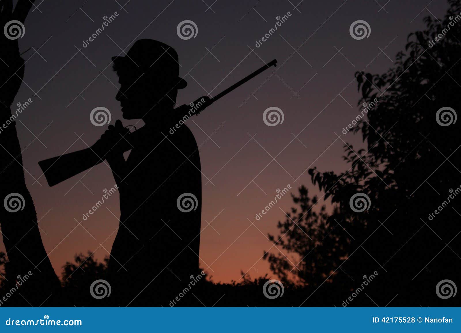 Hunter in the forest stock photo. Image of oundoor, season - 42175528