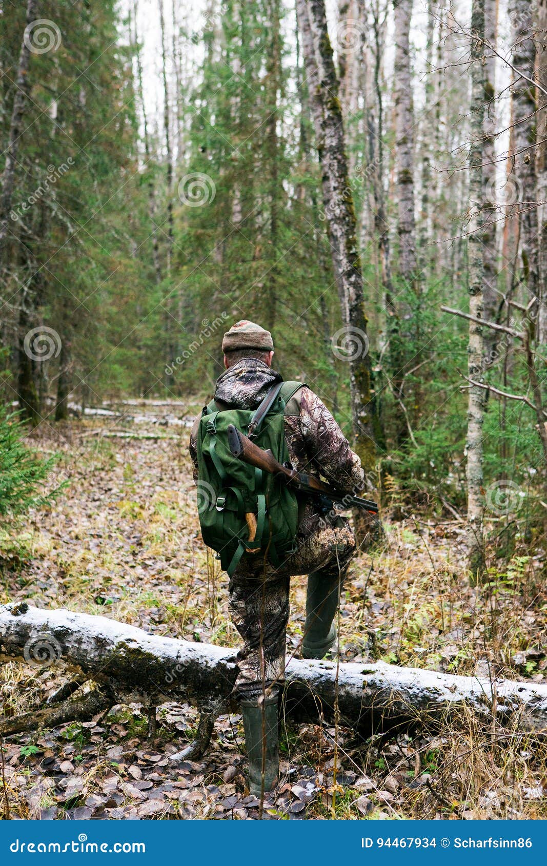 Hunter Goes through the Forest Stock Photo - Image of hunting, leisure ...