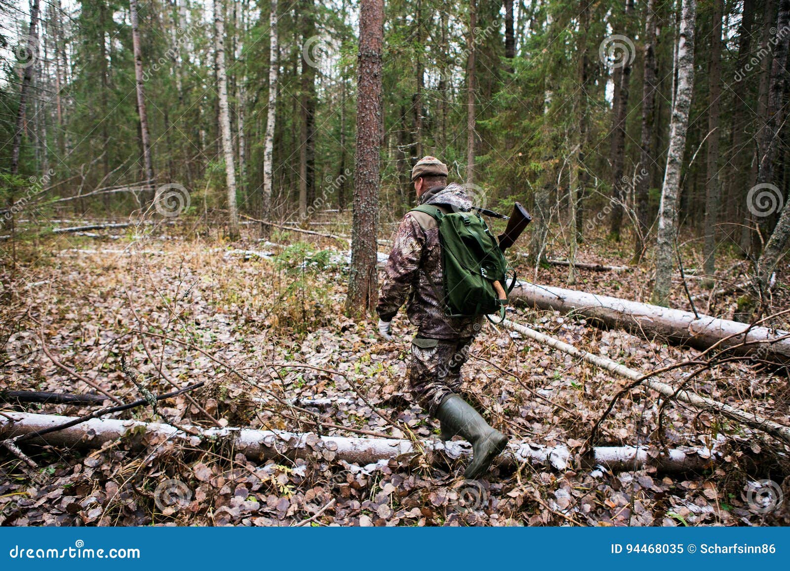 Hunter Goes through the Forest Stock Image - Image of outdoor ...