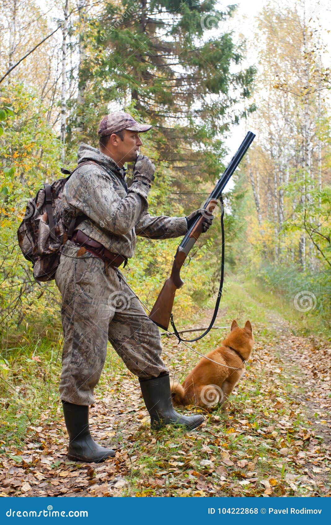 Hunter with a grouse call stock photo. Image of hunter - 104222868