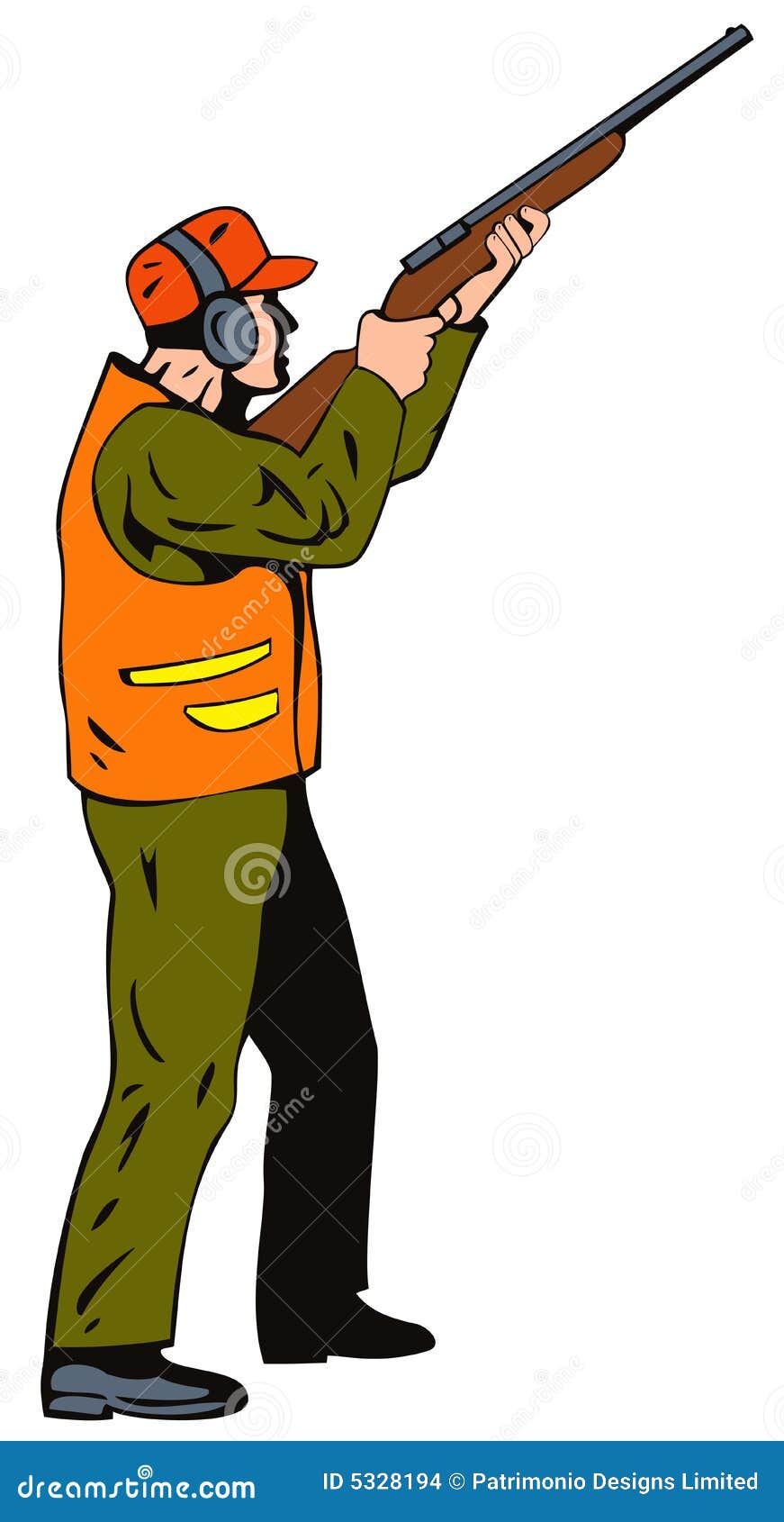 Hunter with gun stock vector. Illustration of aiming, shotgun - 5328194