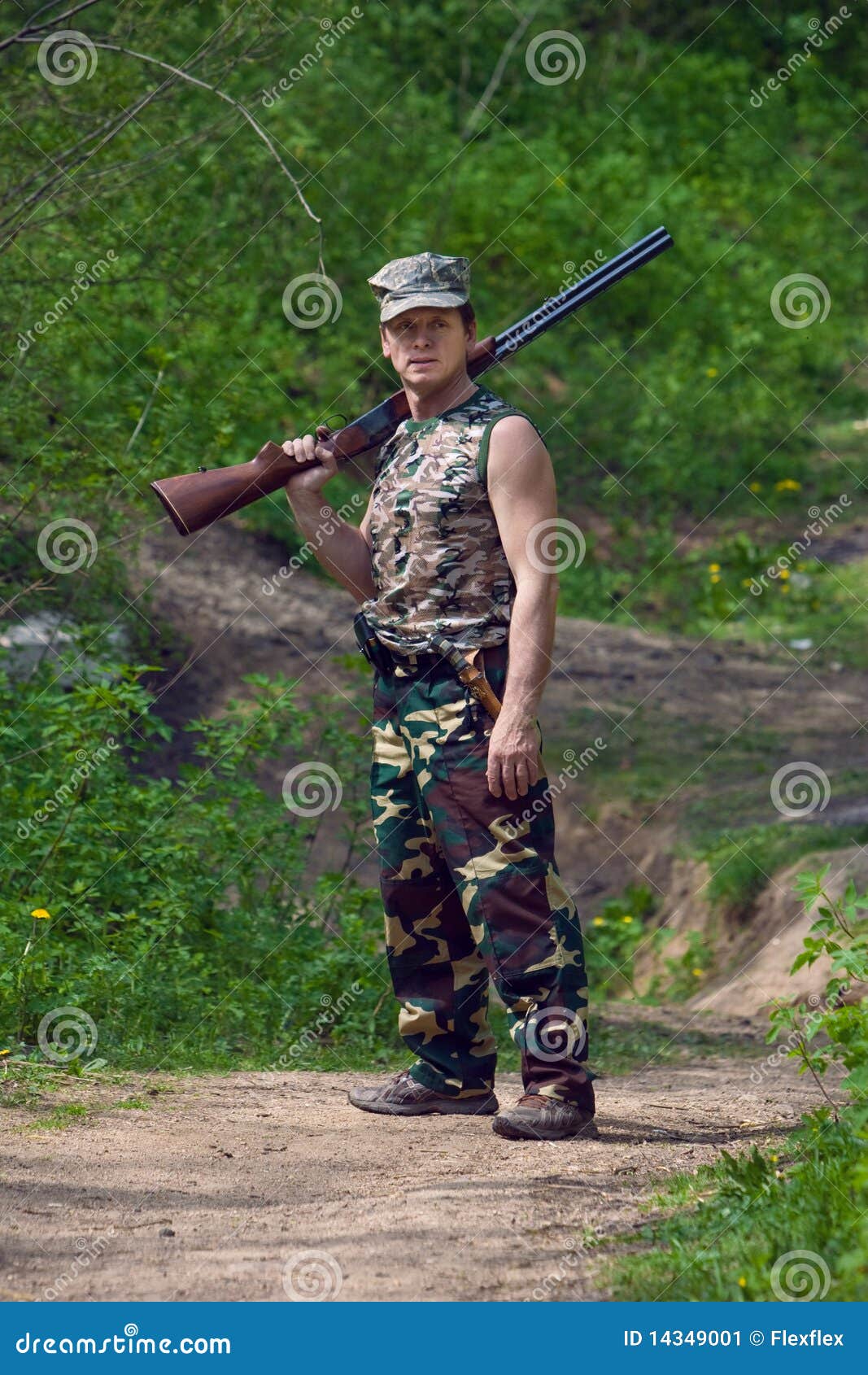 Hunter with gun in hand stock image. Image of rifle, animal - 14349001