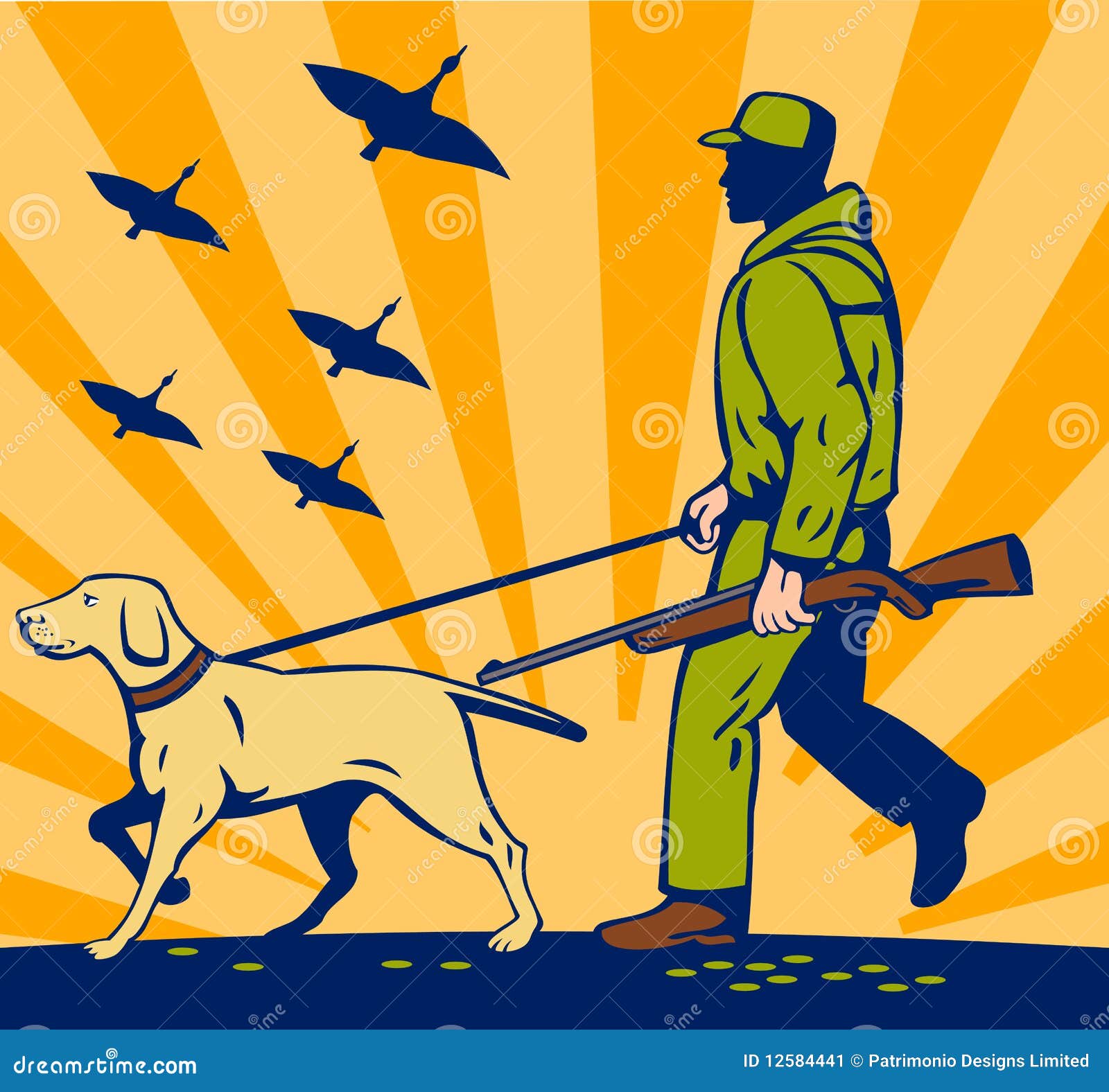 Hunter Gun Trained Hunting Gun Stock Vector - Illustration of hunting ...