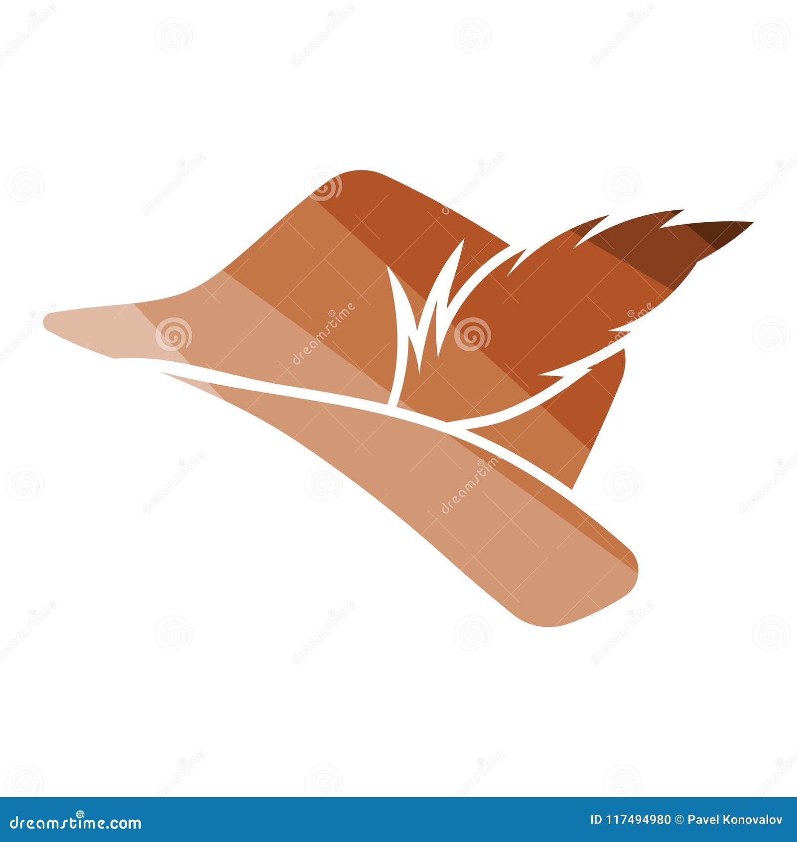 Hunter Hat with Feather Icon Stock Vector - Illustration of decorated ...
