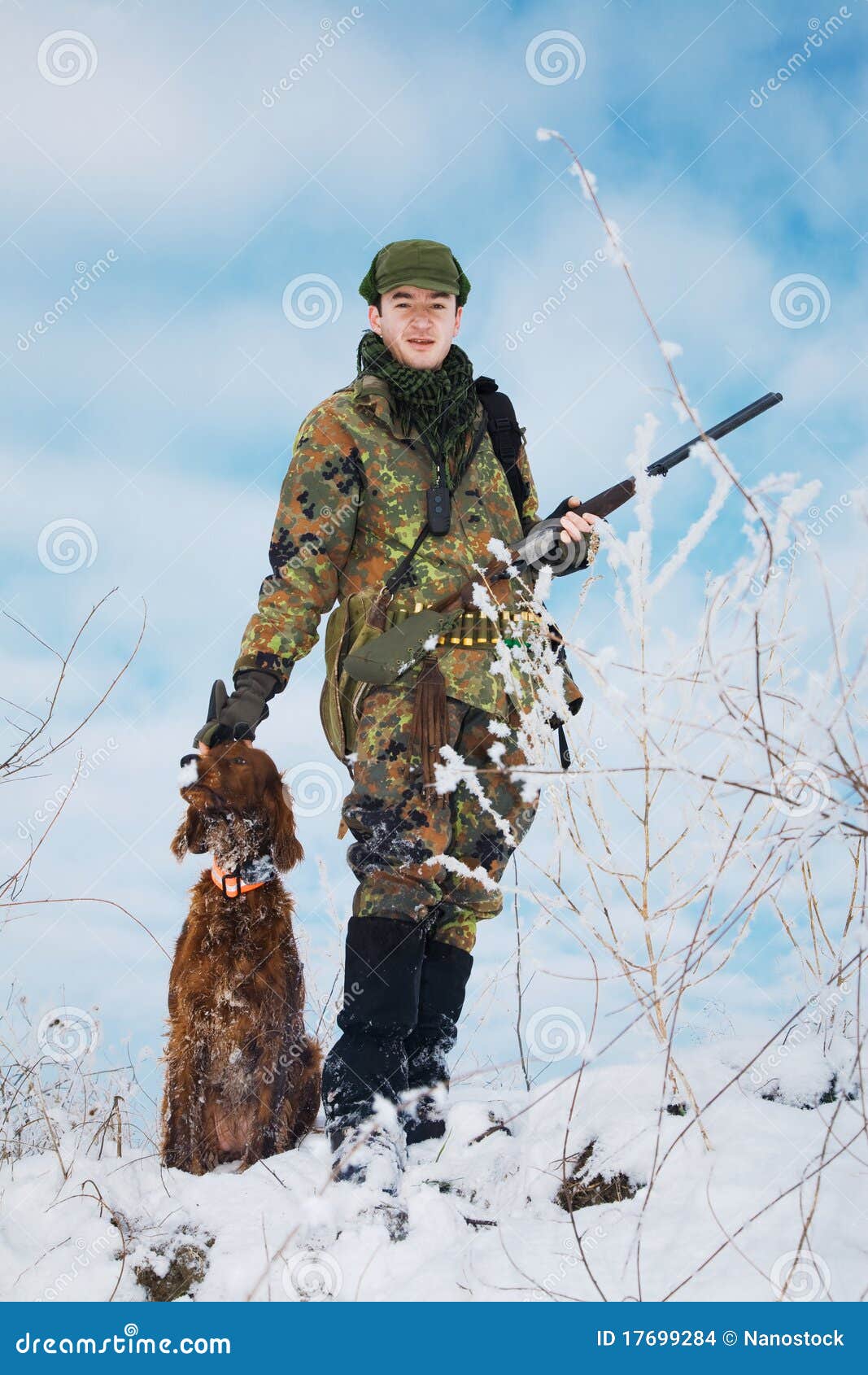 Hunter with His Hunting Dog Waiting for the Hunt Stock Photo - Image of ...