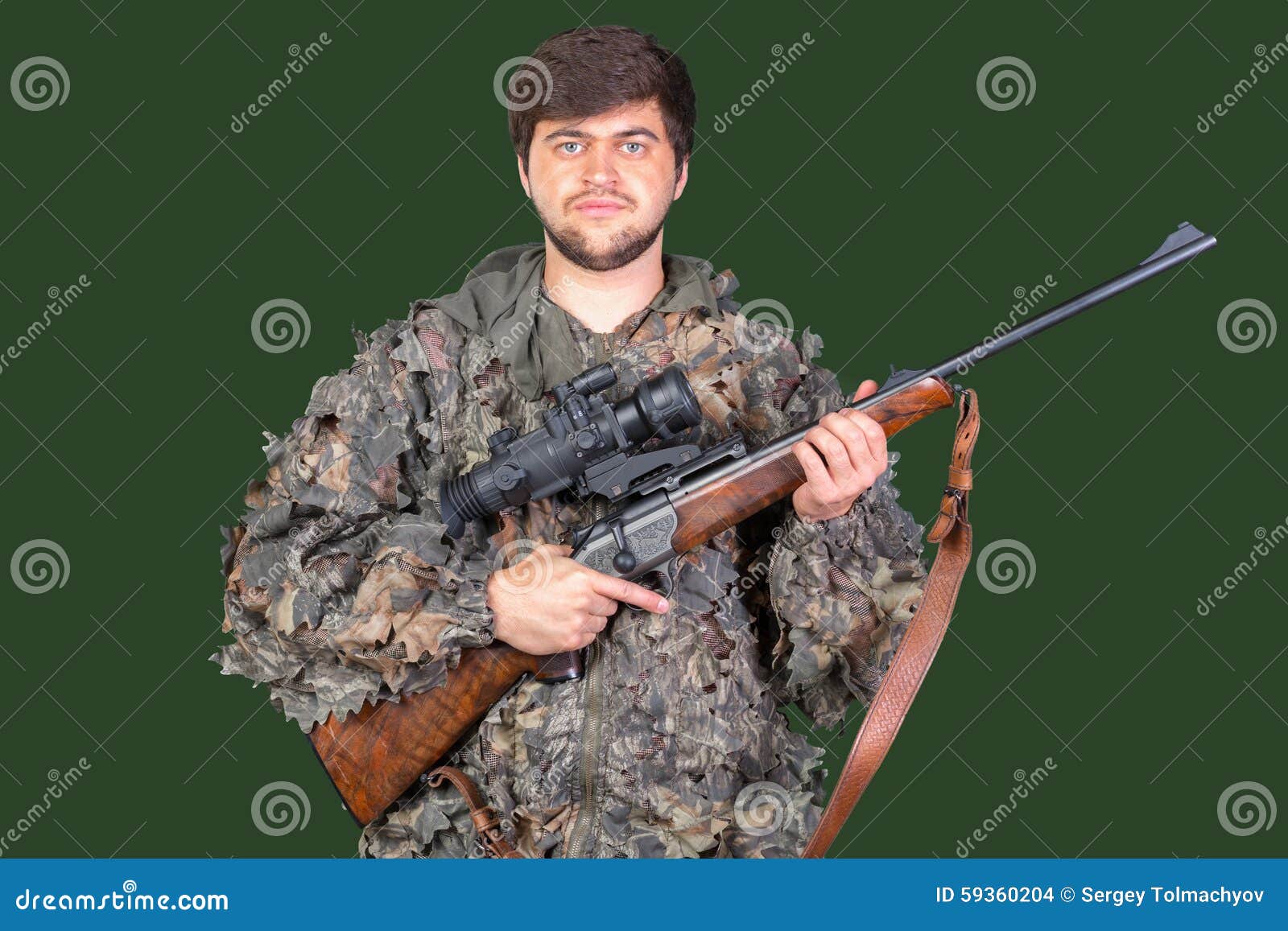 Hunter with his rifle stock photo. Image of outdoor, rifle - 59360204