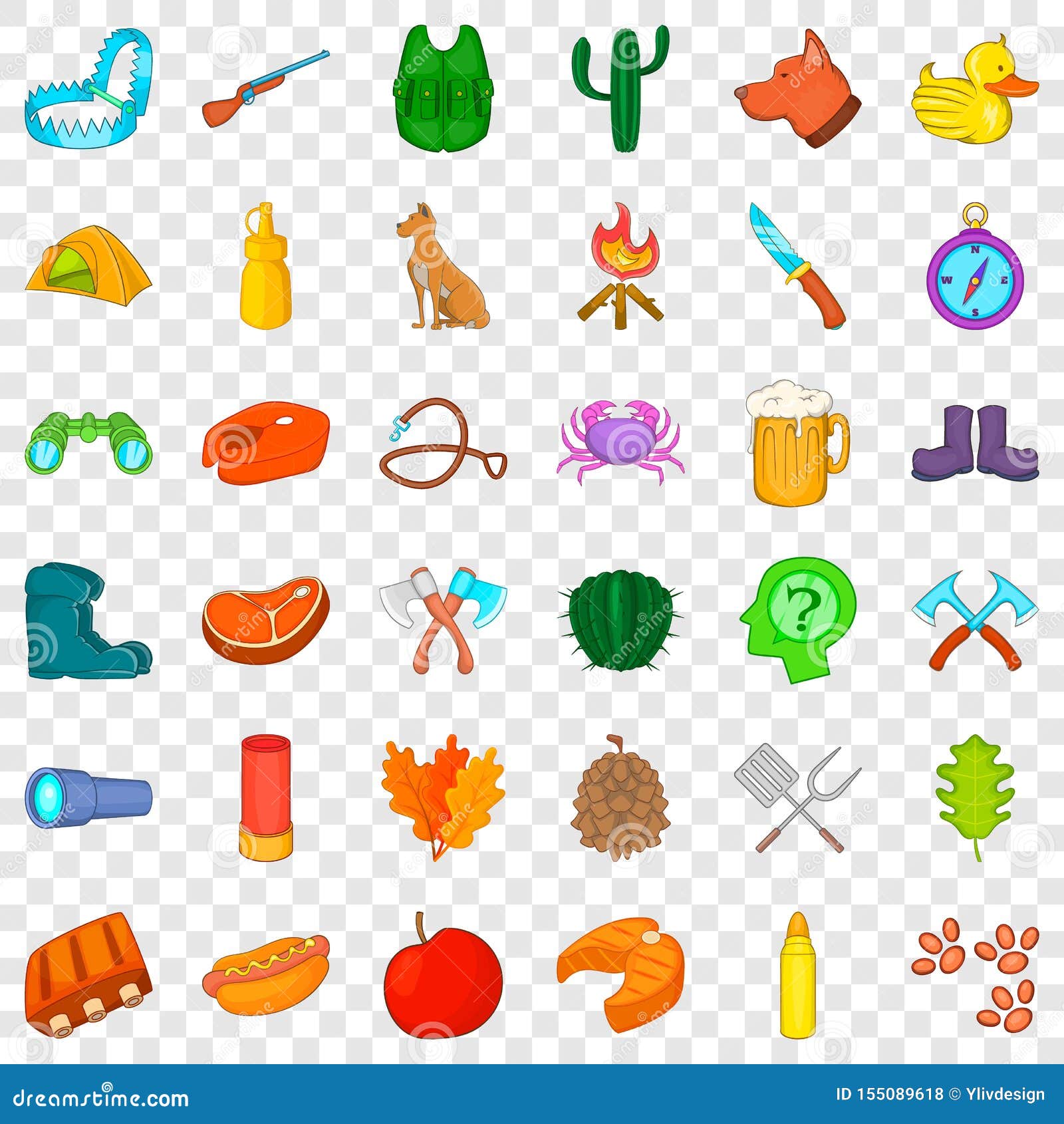 Hunter Icons Set, Cartoon Style Stock Vector - Illustration of step ...