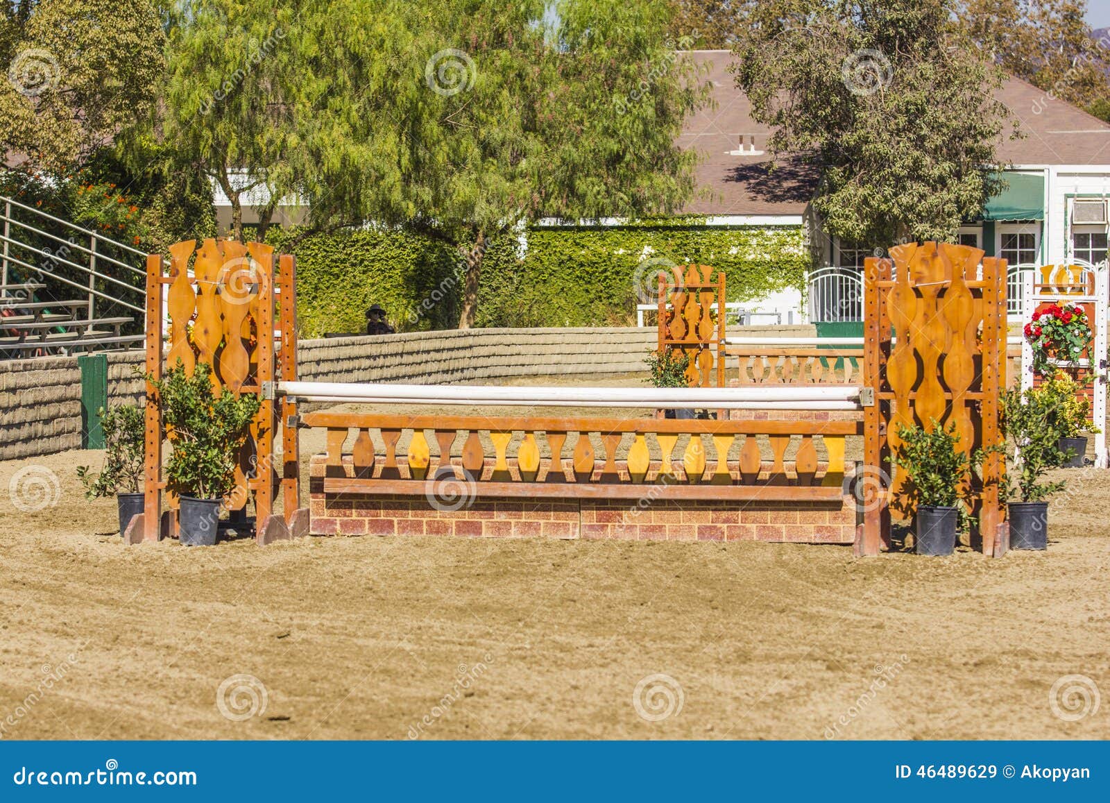 Hunter jumping obstacle stock image. Image of showground - 46489629