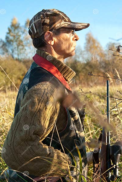 Hunter listening stock photo. Image of nature, person - 16412614