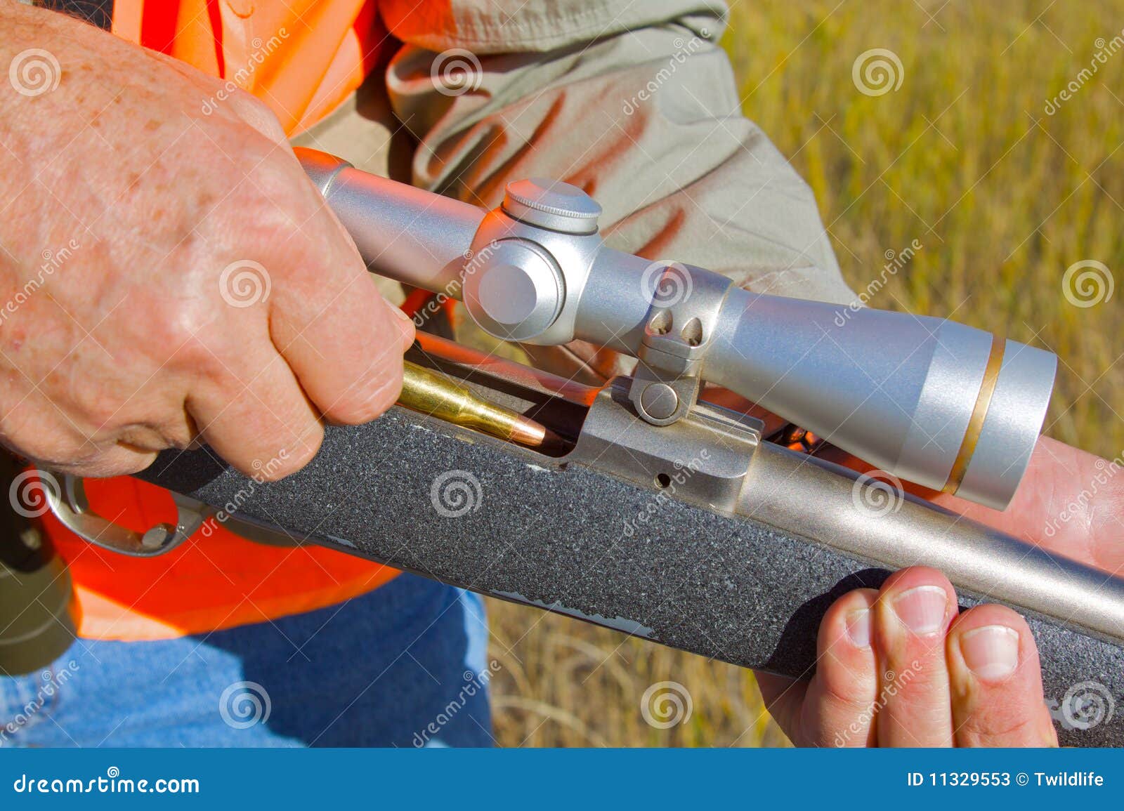 Hunter Loading Rifle stock image. Image of hunt, outdoors - 11329553