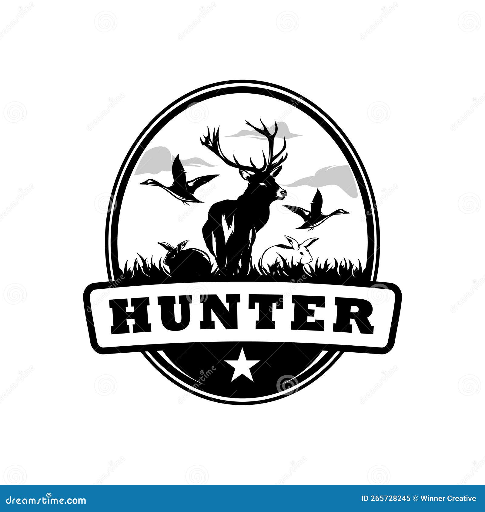 Hunter Logo Design. Deer Hunter Logo Vector Stock Vector - Illustration ...