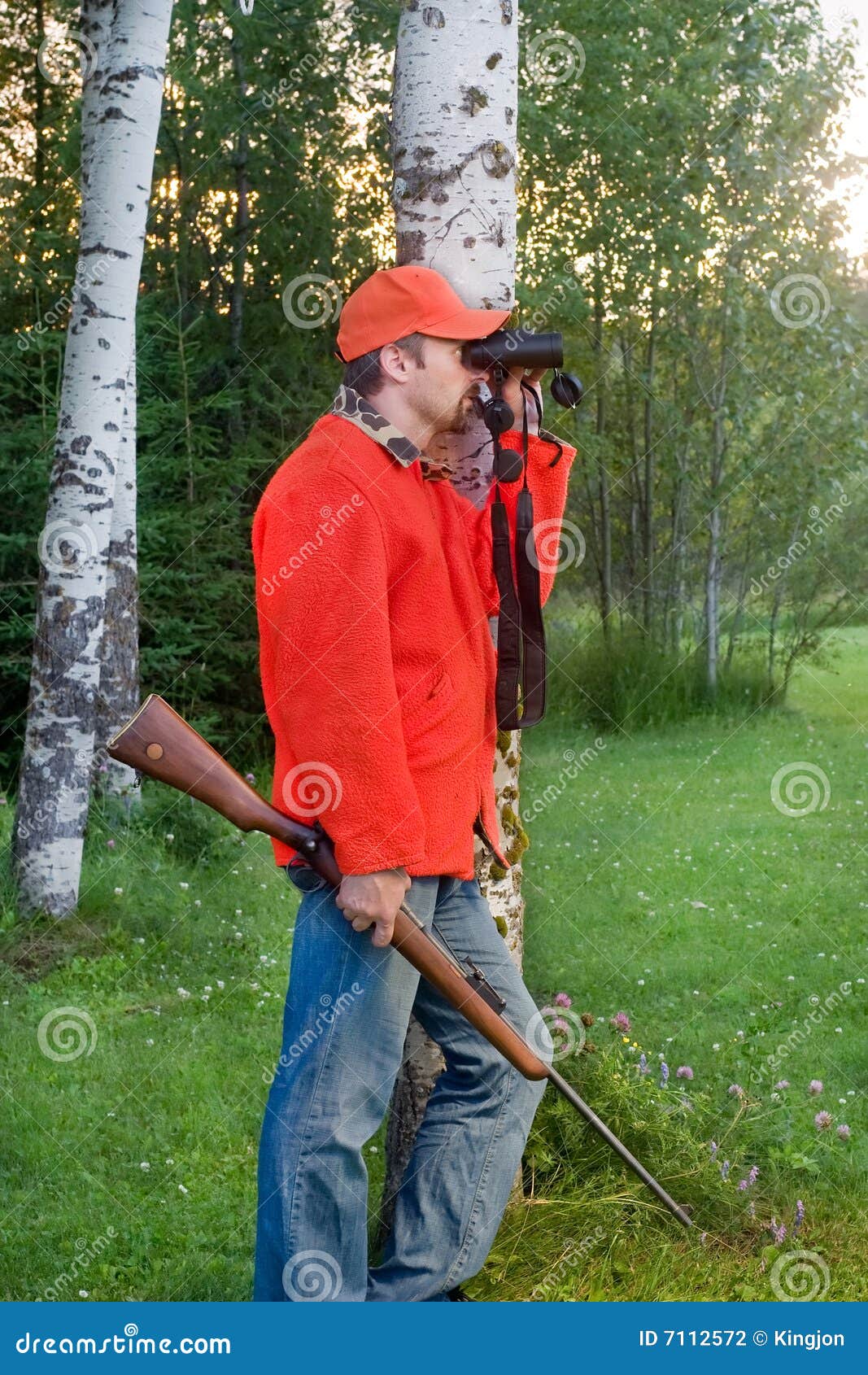 Hunter Looking through Binoculars Stock Photo - Image of orange, season ...