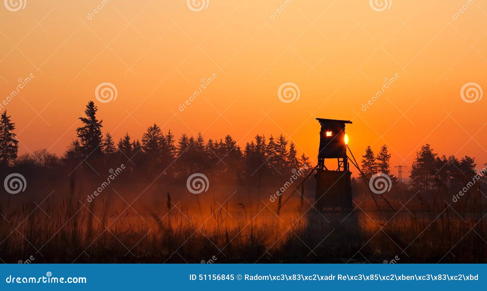 Hunter Lookout Tower on the Edge of the Forest Stock Image - Image of ...