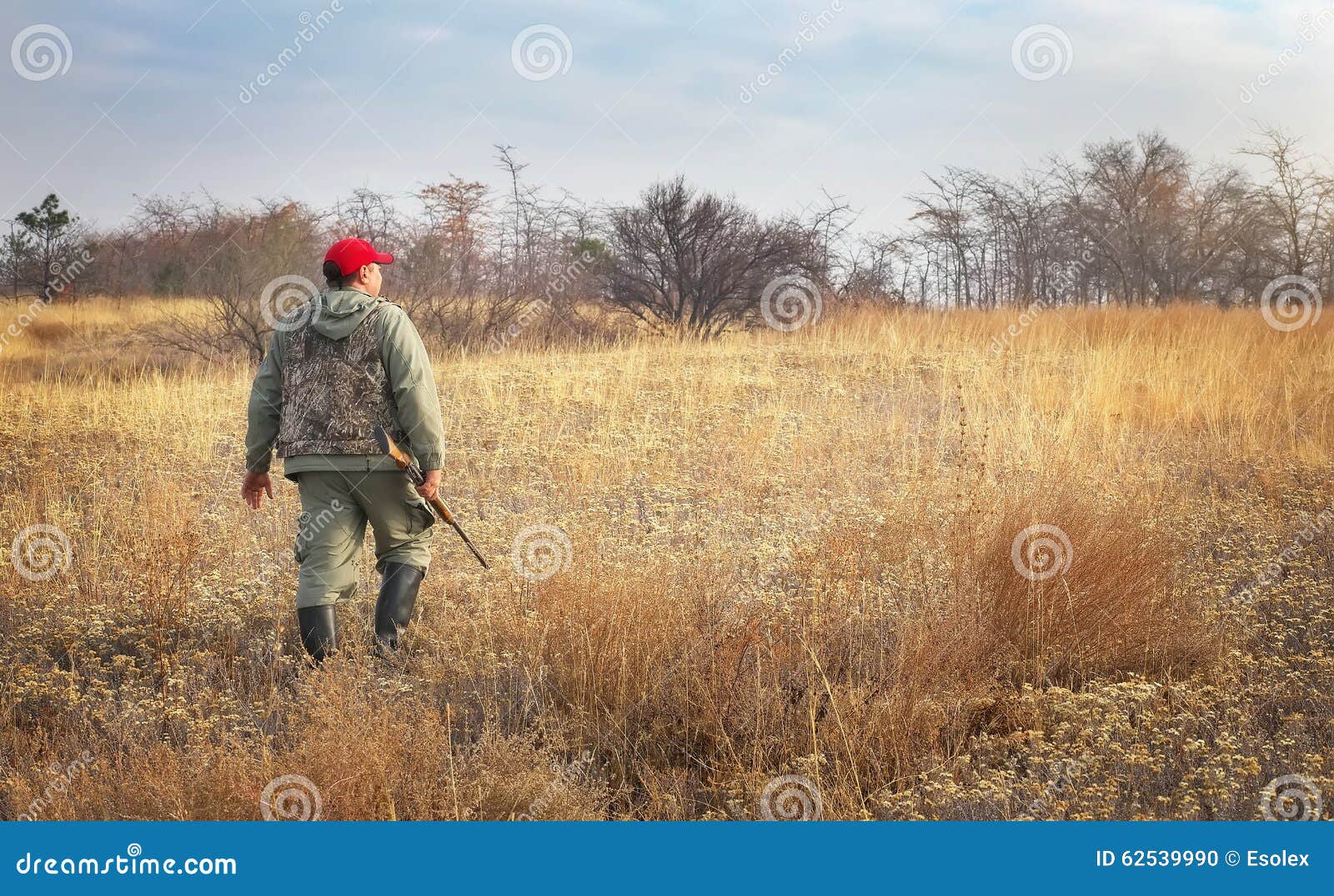 Hunter Moving with Shotgun Looking for Prey. Stock Photo - Image of ...