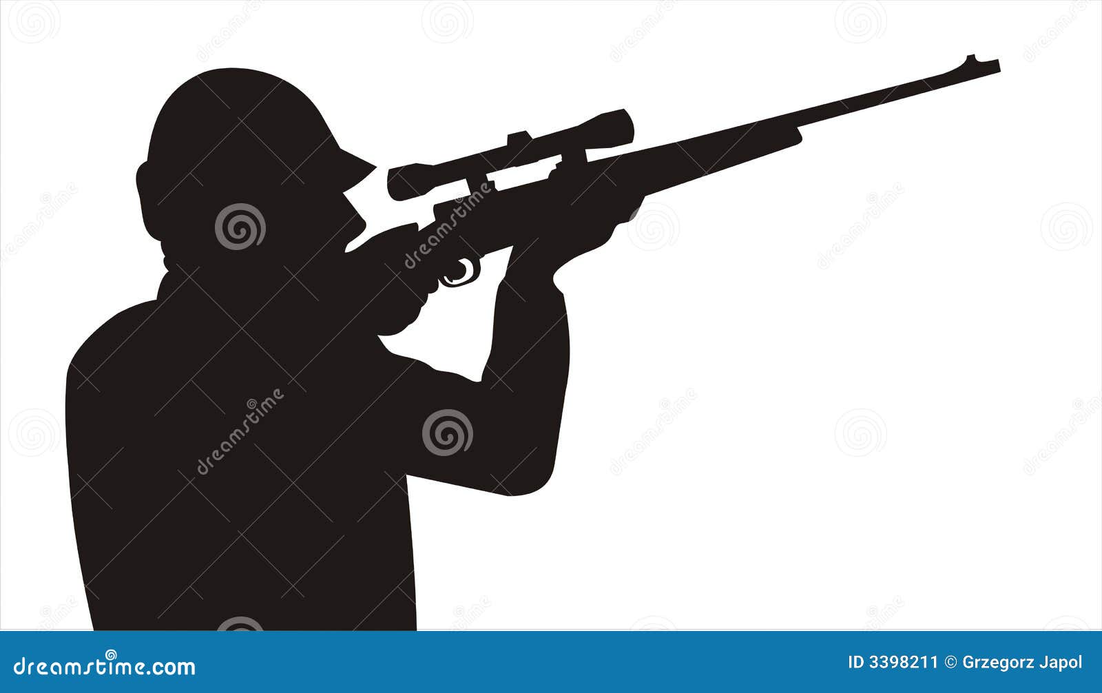 Hunter Pointing Gun at the Sky Stock Illustration - Illustration of ...
