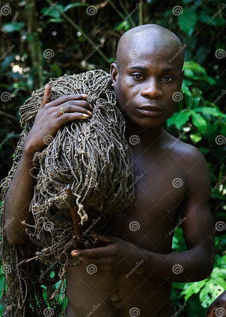 The Hunter-pygmy with a Net. Editorial Stock Photo - Image of face ...
