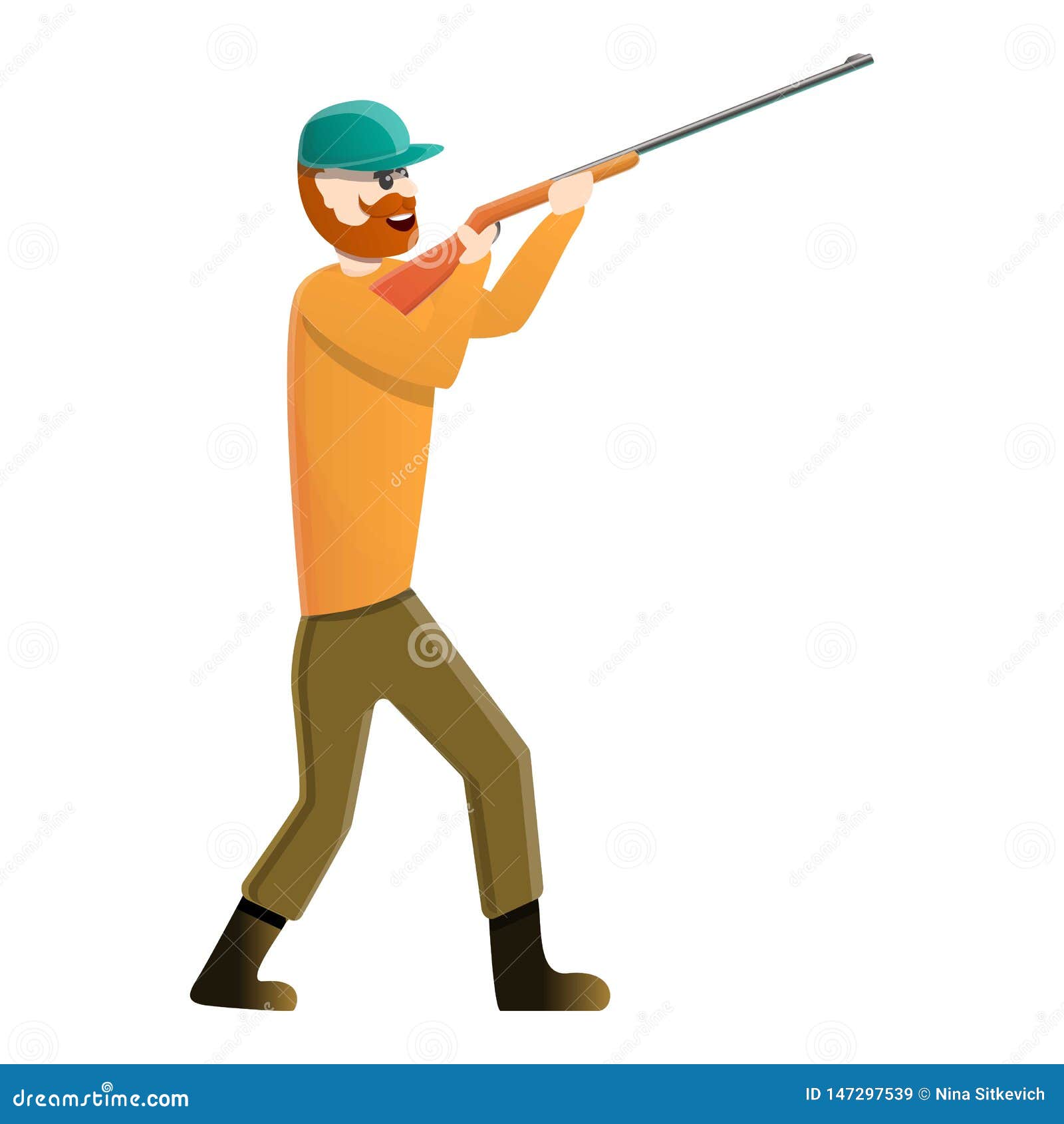 Hunter Ready To Hunt With Hunting Rifle. Cartoon Vector | CartoonDealer ...