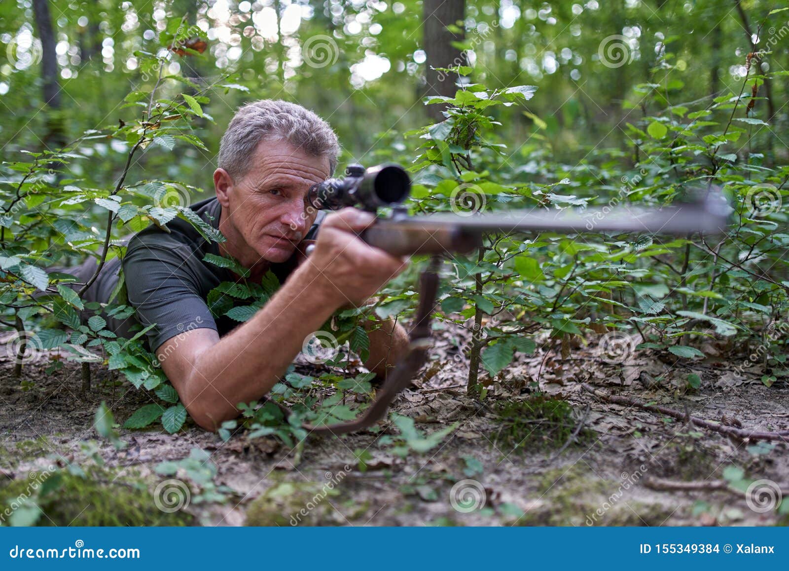 Hunter with rifle stock photo. Image of season, rifle - 155349384