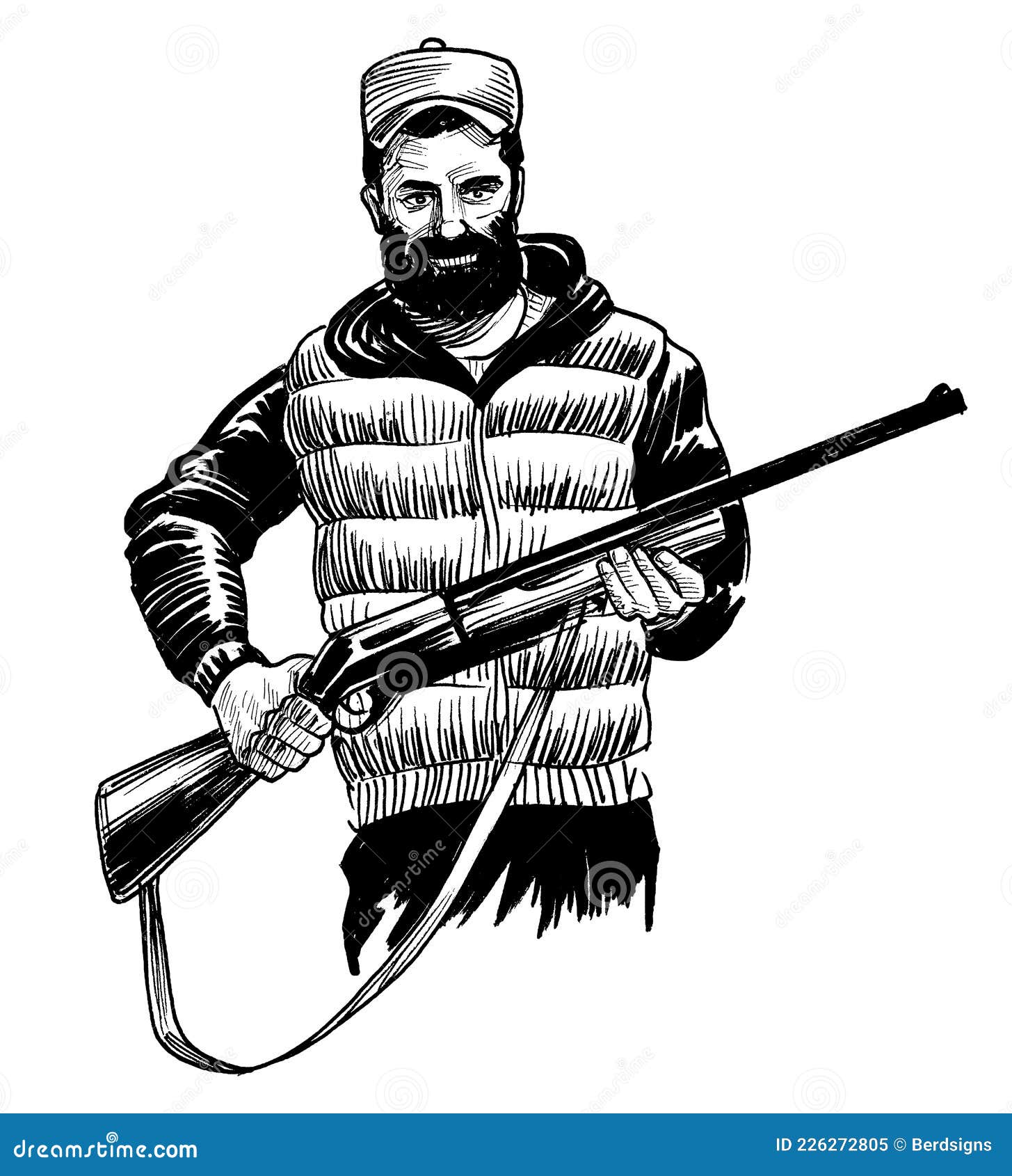 Hunter with rifle stock illustration. Illustration of background ...