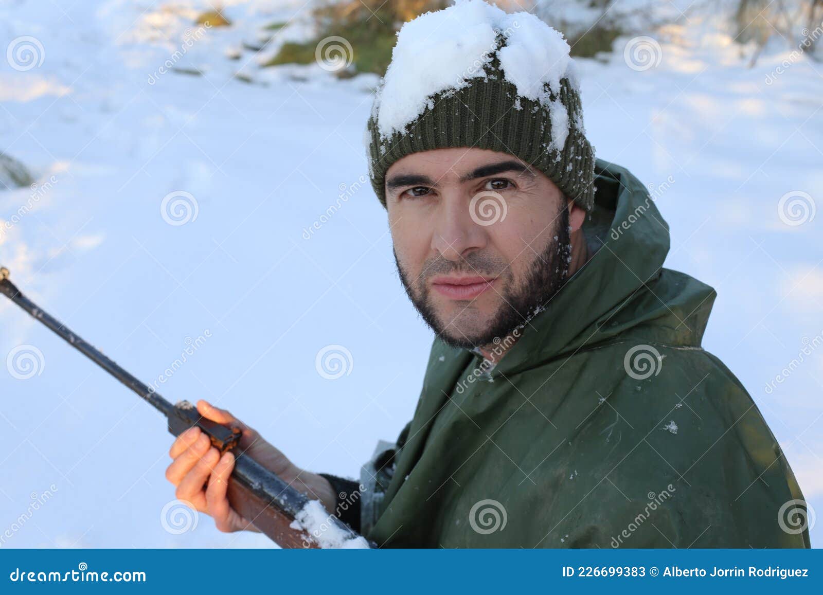 Hunter Shooting in the Snow Stock Image - Image of field, person: 226699383