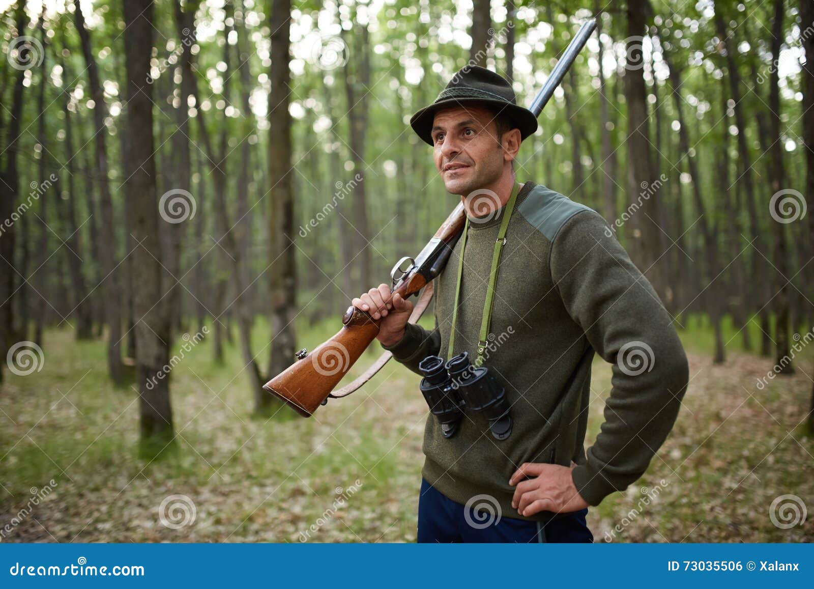 Hunter with Shotgun in the Forest Stock Photo - Image of weapon, shot ...