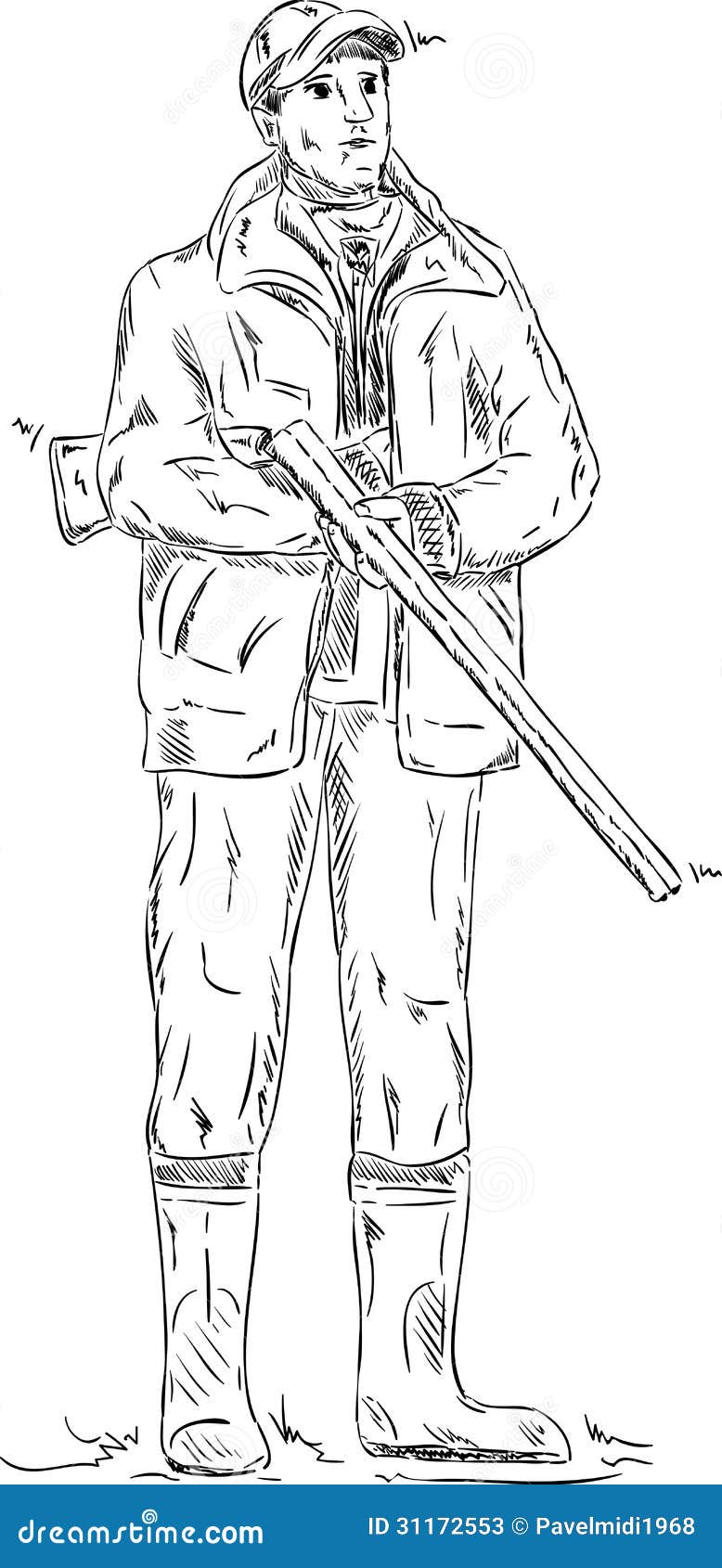 Vector Hunter Man Cartoon Illustration. | CartoonDealer.com #73302983