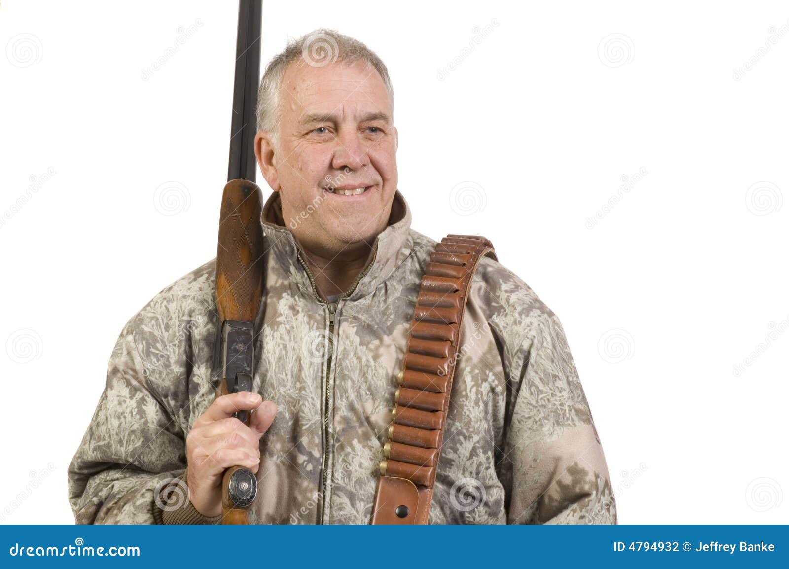 Hunter with Shotgun Over Shoulder Isolated Stock Photo - Image of ...