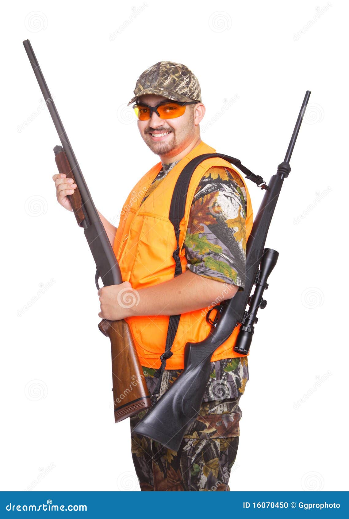 Hunter with Shotgun and Rifle Stock Photo - Image of posing, safety ...