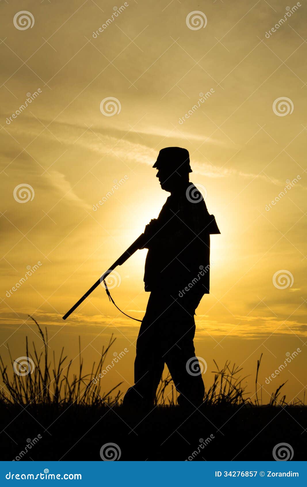 Hunter with Shotgun in Sunset Stock Image - Image of pursuit, hunting ...
