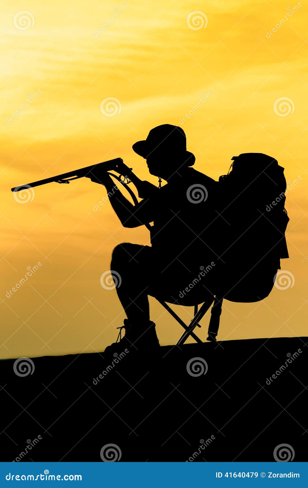 Hunter with Shotgun in Sunset Stock Image - Image of summer, rifle ...