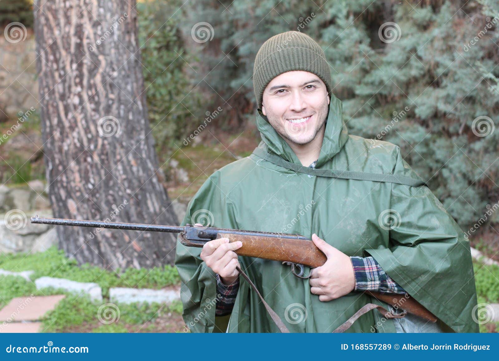 Hunter Smiling in the Woods Stock Image - Image of calibers, carbine ...