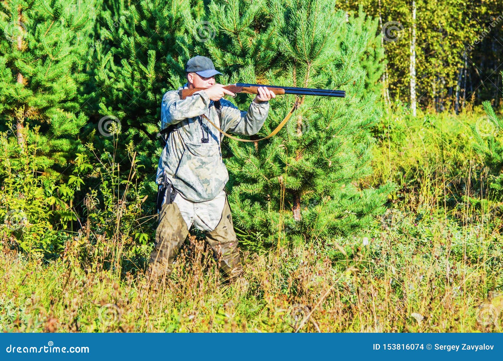 Hunter in the Summer Forest Stock Photo - Image of hunt, camouflage ...