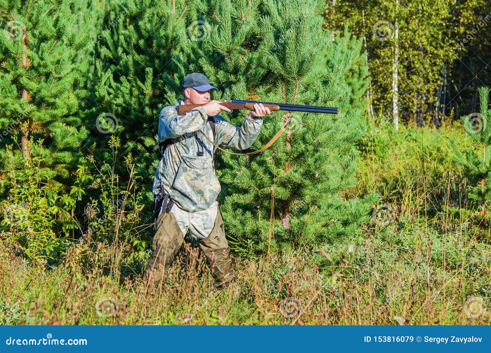 Hunter in the Summer Forest Stock Image - Image of beautiful, equipment ...