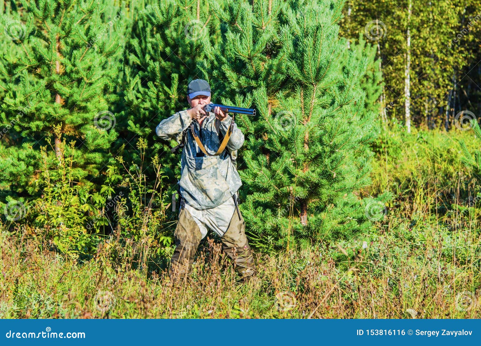Hunter in the Summer Forest Stock Photo - Image of caucasian, male ...
