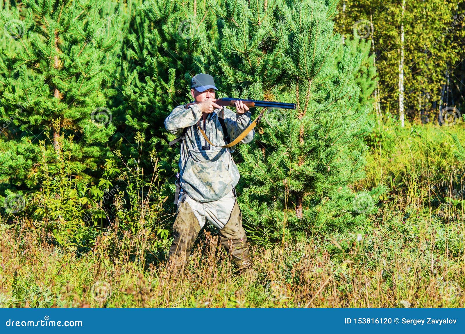 Hunter in the Summer Forest Stock Photo - Image of beautiful, outdoor ...